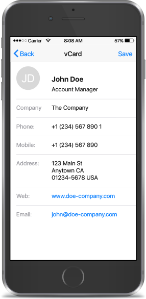 vCard Codes, create QR Codes for business cards vCard Codes, create QR Codes for business cards